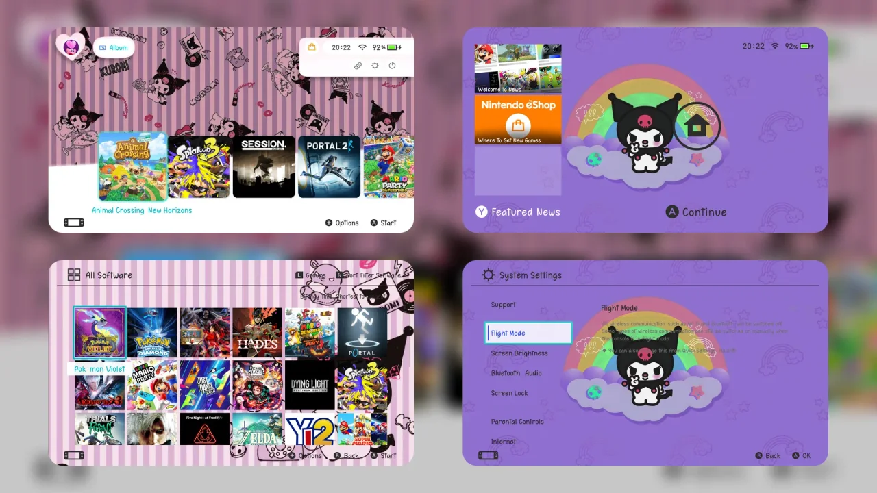 Kuromi Theme + Custom Font | Switch Packs | Themezer