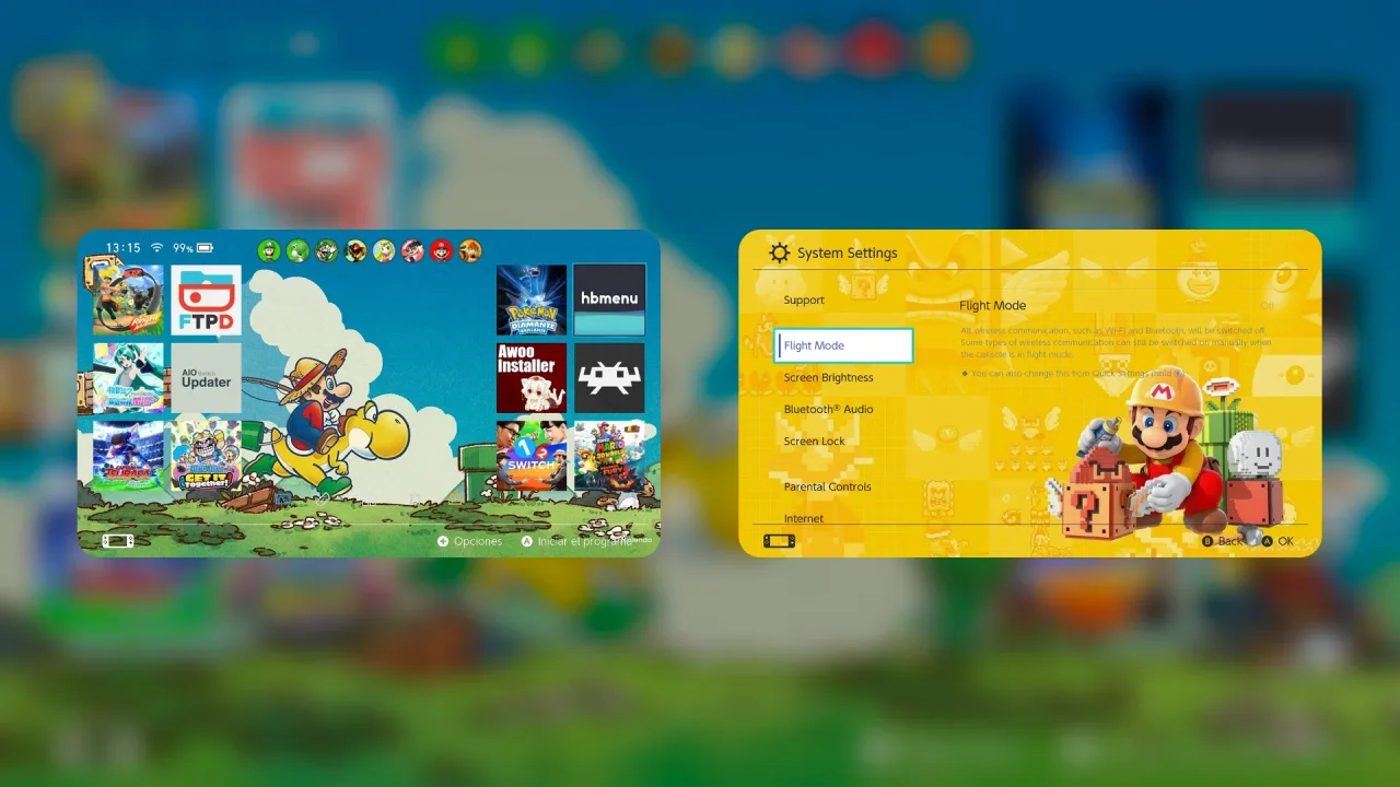 mario menu+settings | Switch Packs | Themezer