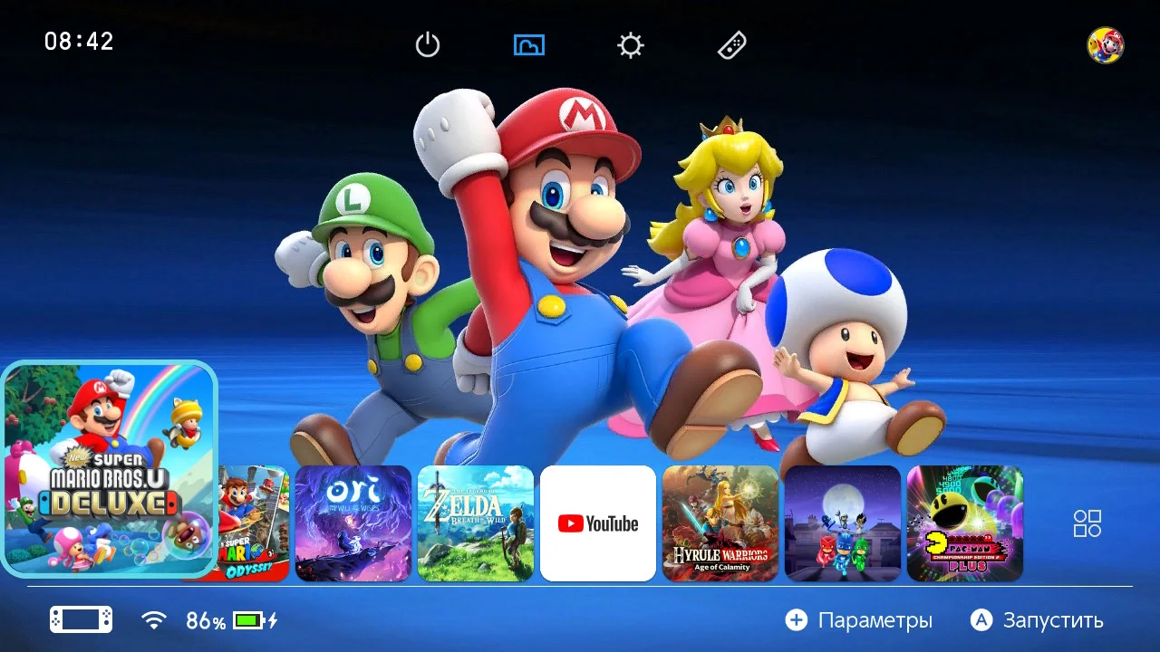 Mario | Home Menu | Switch Themes | Themezer