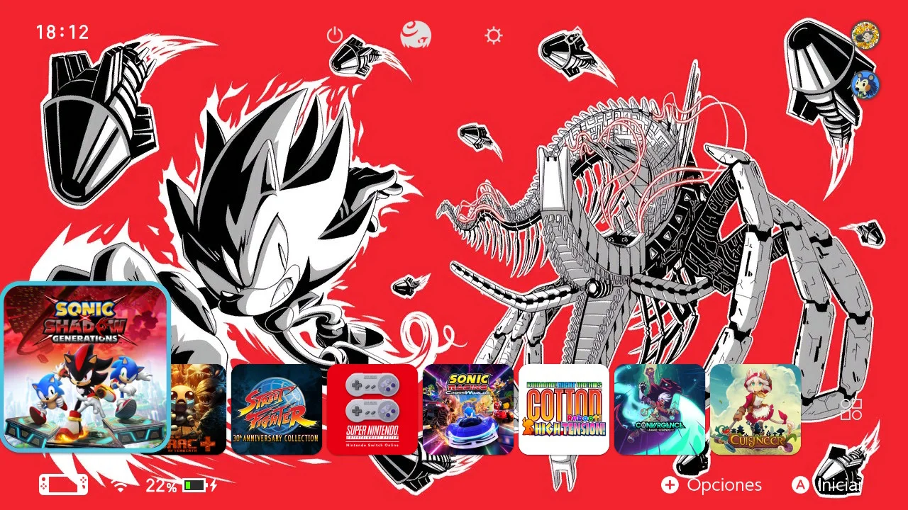 Sonic Frontiers Home Page v2 | Home Menu | Switch Themes | Themezer