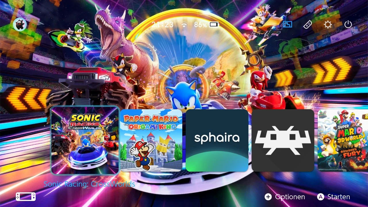 home screen Sonic Cross Worlds | Home Menu | Switch Themes | Themezer