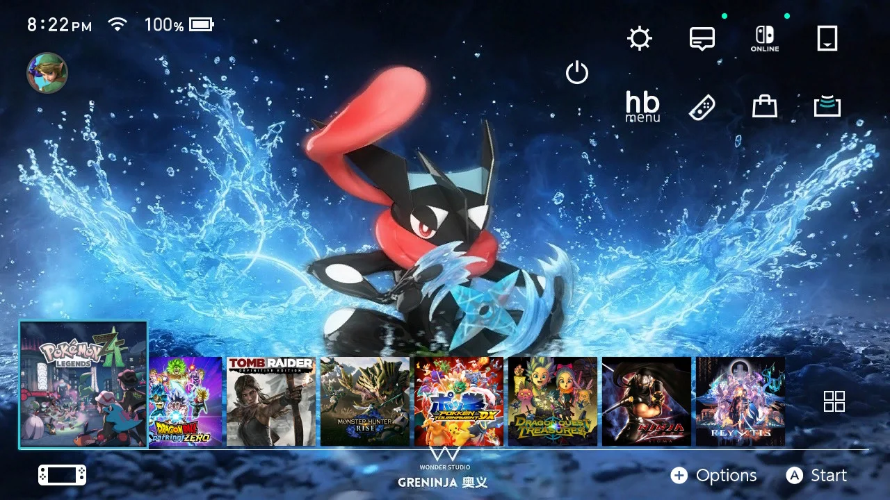 JPASH's Greninja (Home Menu) | Home Menu | Switch Themes | Themezer