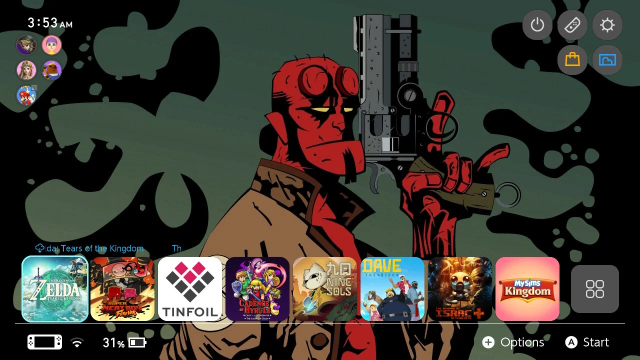 Hellboy Home Screen | Home Menu | Switch Themes | Themezer