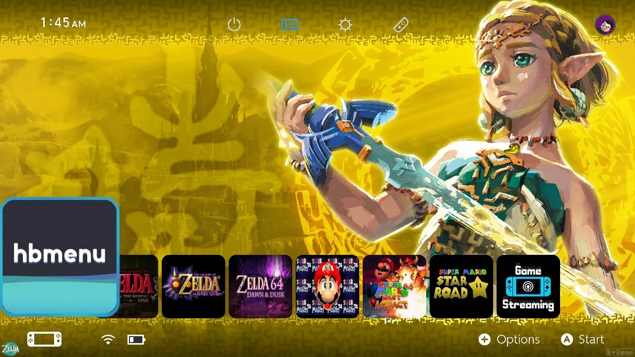 The legend of zelda TOTK Zelda | Home Menu | Switch Themes | Themezer