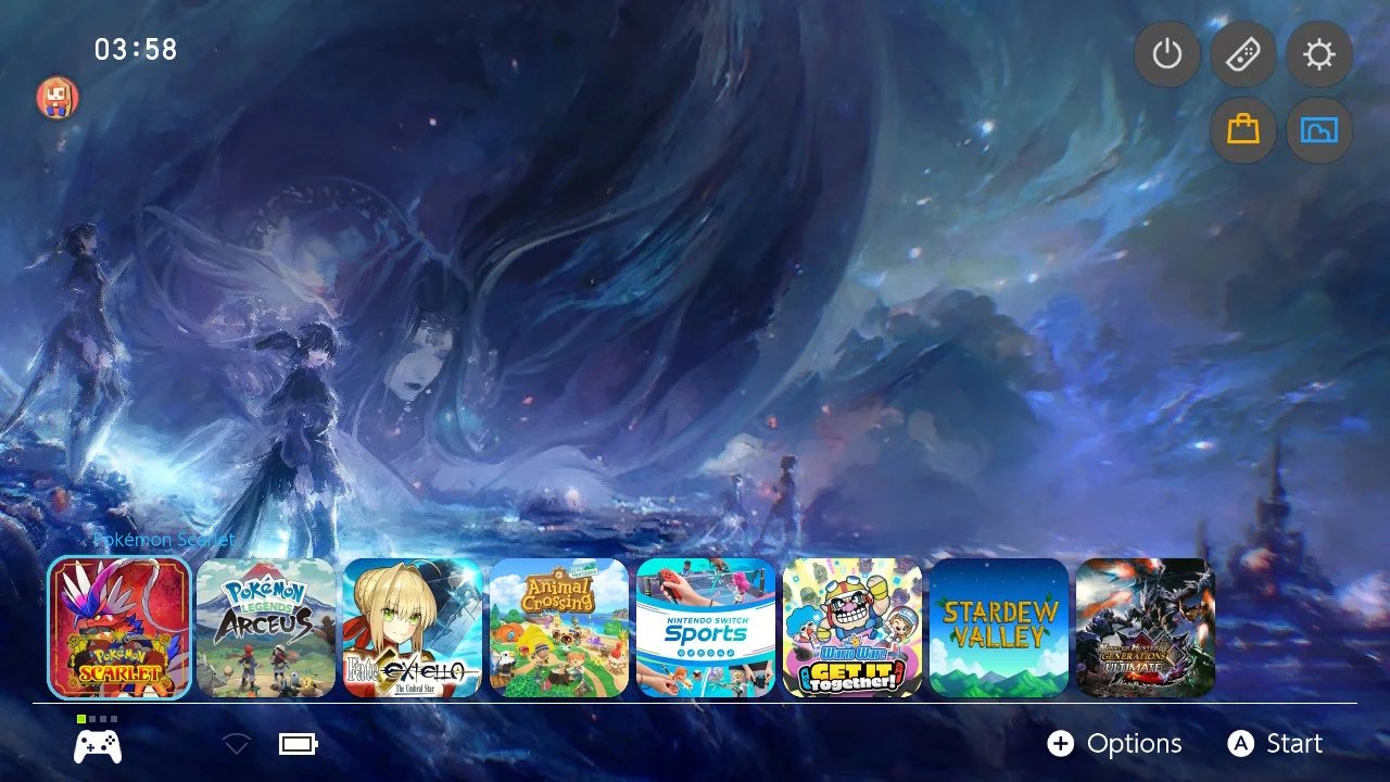 Endsinger/Meteion FFXIV home screen | Home Menu | Switch Themes | Themezer