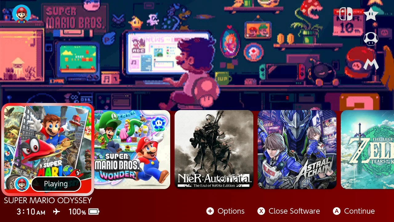 Mario Chillax R16 - Animated Background Home | Home Menu | Switch Themes | Themezer