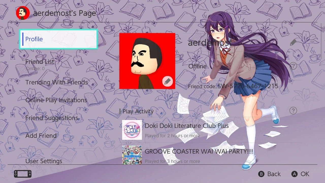User page - Yuri from DDLC+ | User Page | Switch Themes | Themezer