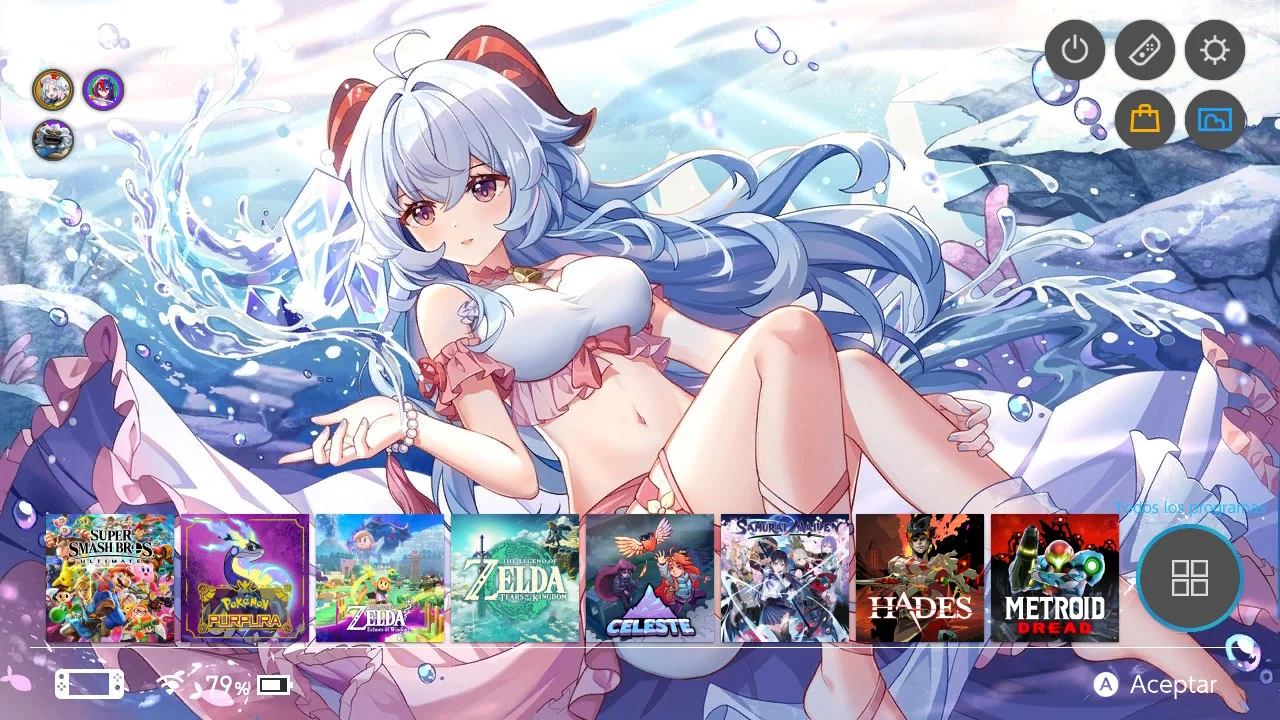 ganyu Home screen | Home Menu | Switch Themes | Themezer